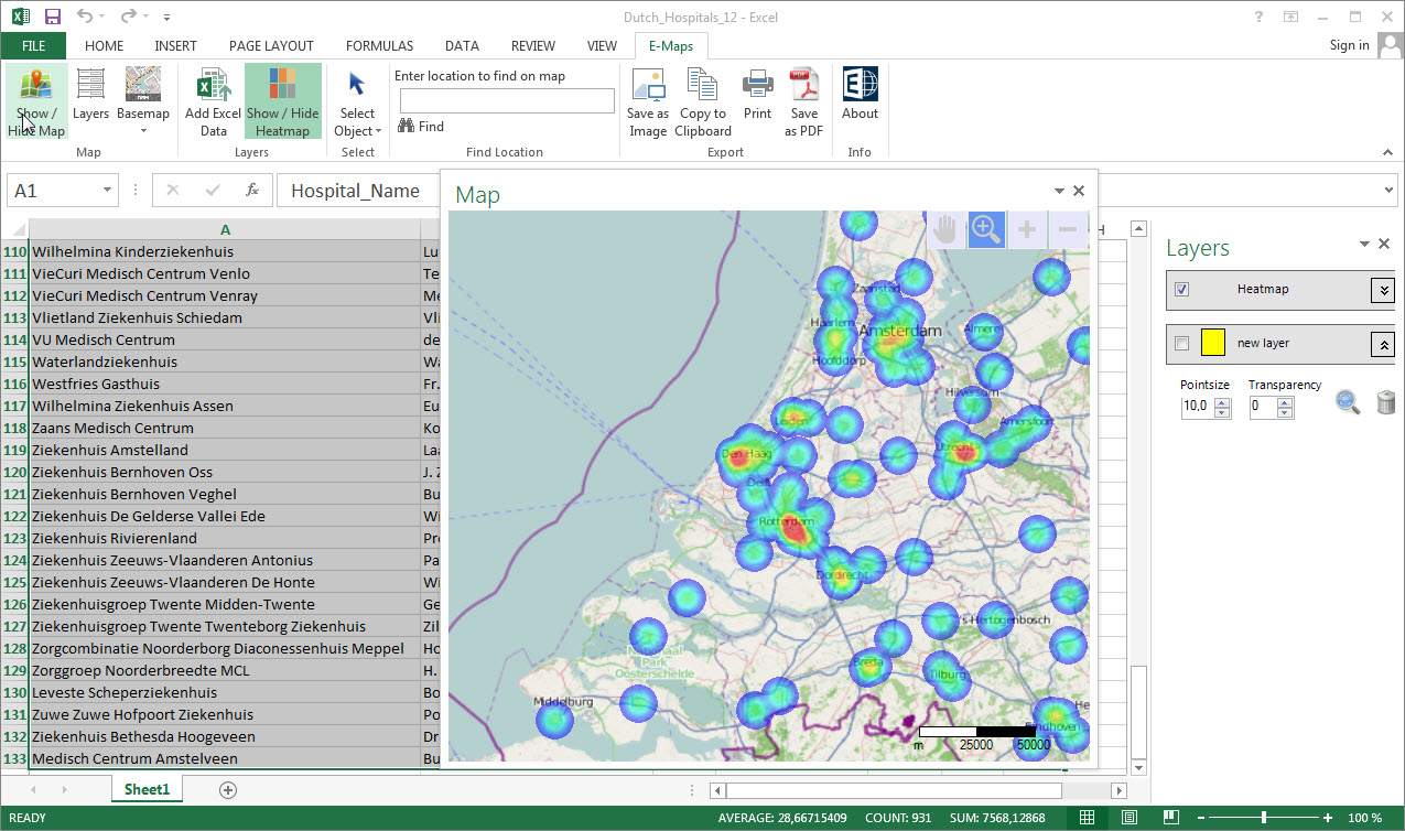Download Excel E-Maps | The plug-in for Excel | Webshop First Element