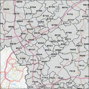 Postcodekaart België - 4-cijferige postcodekaart | First Element webshop